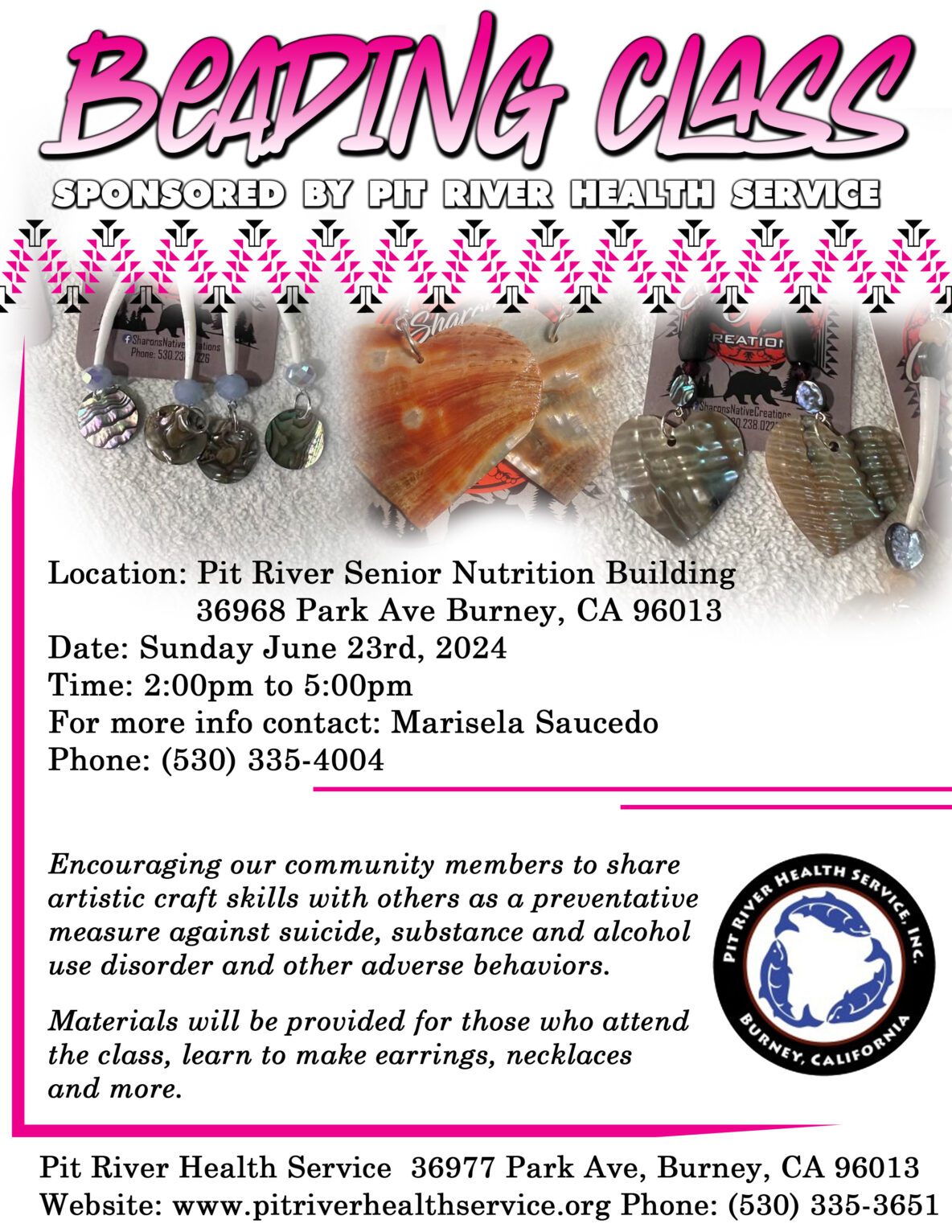 Join Us for Another Beading Class - Pit River Health Services